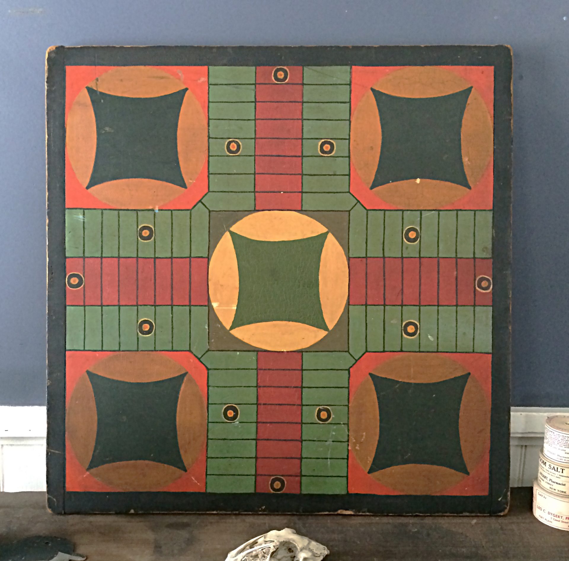 Painted Parcheesi Board - BLUE FARM